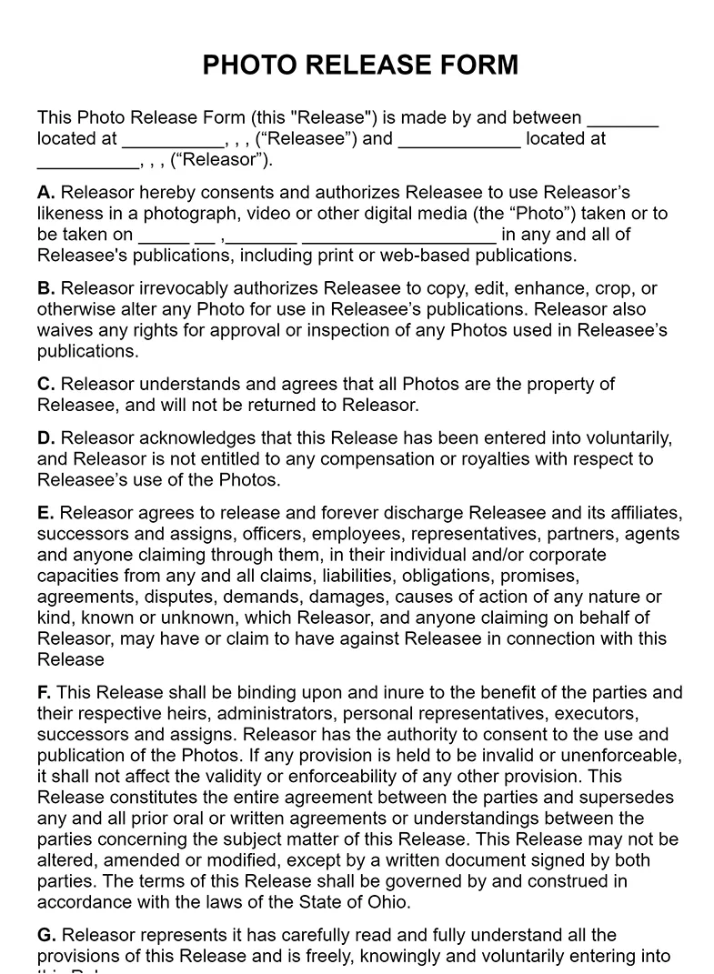 Photo Release Form - PDFSimpli
